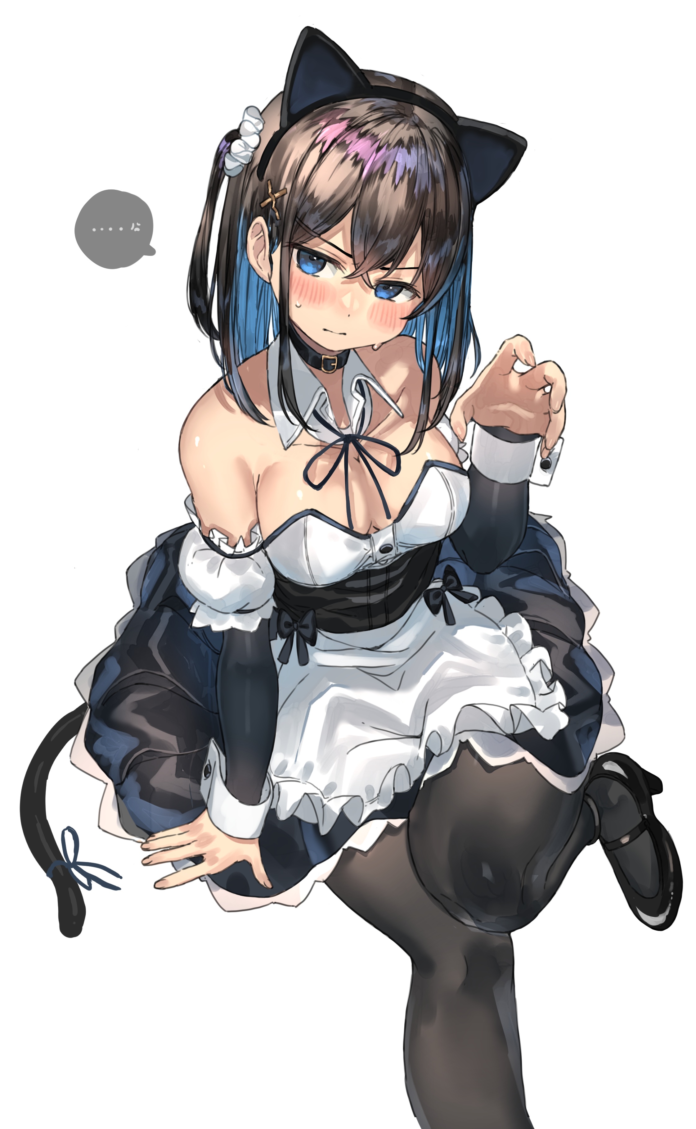 ranf animal ears cleavage heels maid nekomimi no bra pantyhose skirt lift tail | #804160 | yande.re